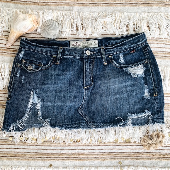 Hollister | Skirts | Y2k Hollister Distressed Low Rise Jean Micro Mini ...